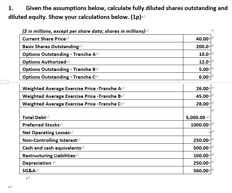 Solved 2. Given the assumptions above, calculate equity | Chegg.com