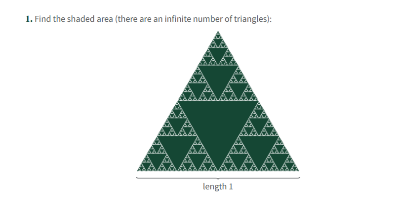 Solved 1. Find the shaded area (there are an infinite number | Chegg.com