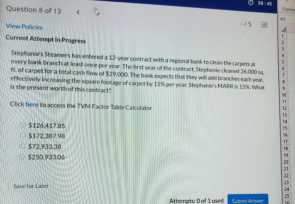 Solved 0 58:45 Question 8 of 13 Clipboa A1 View Policies - | Chegg.com