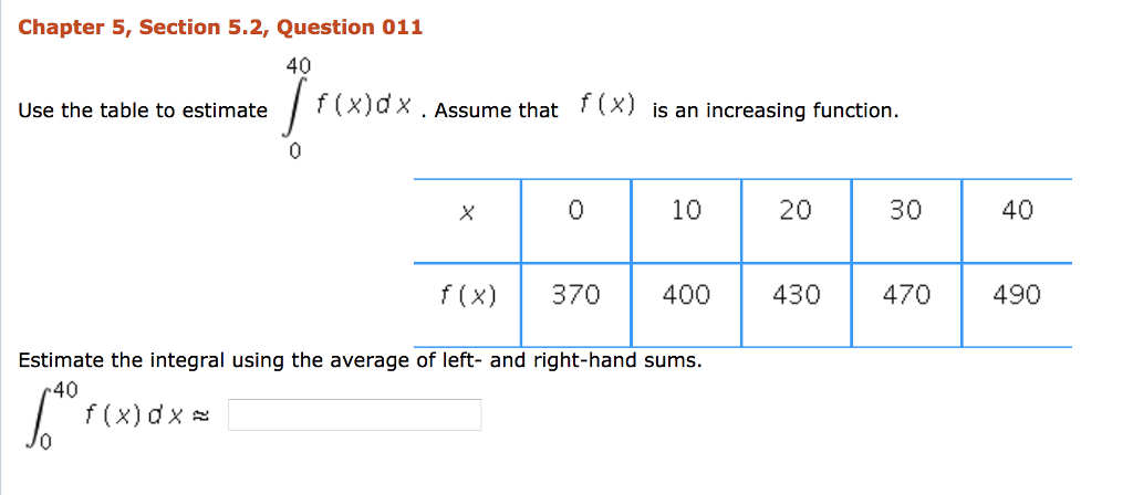 Solved Chapter 5, Section 5.2, Question 011 40 Use the table | Chegg.com