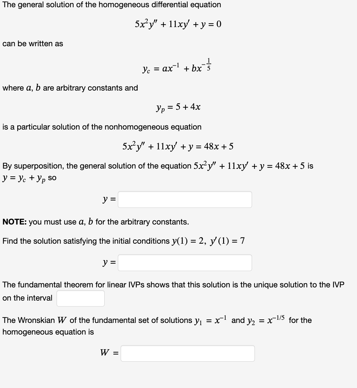 Solved The general solution of the homogeneous differential | Chegg.com