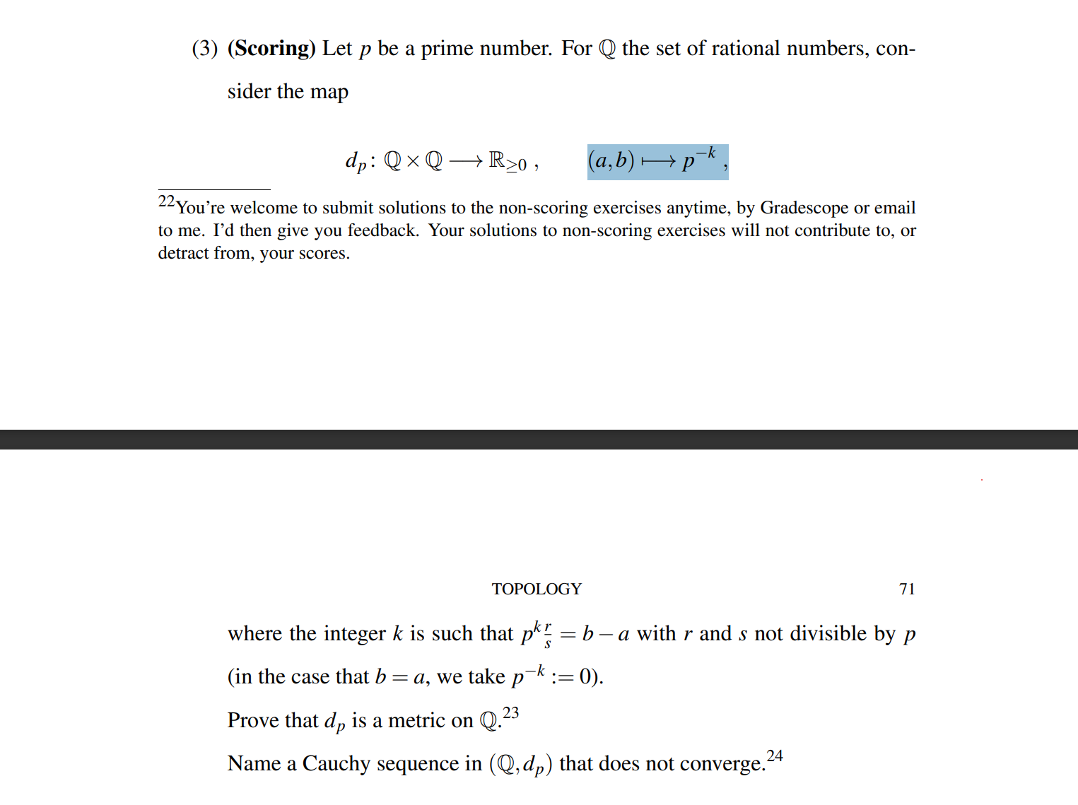 Solved (3) (Scoring) Let p be a prime number. For Q the set | Chegg.com