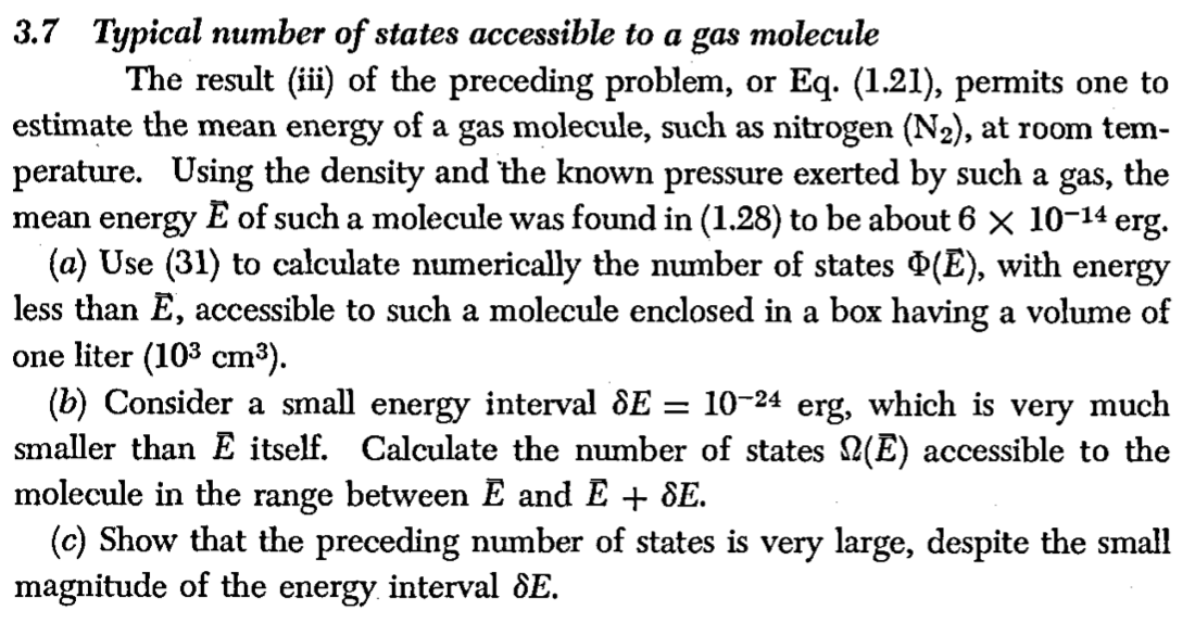 Solved 3.7 Typical number of states accessible to a gas | Chegg.com