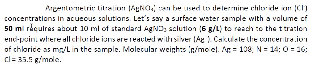 Solved Argentometric titration (AgNO3) can be used to | Chegg.com