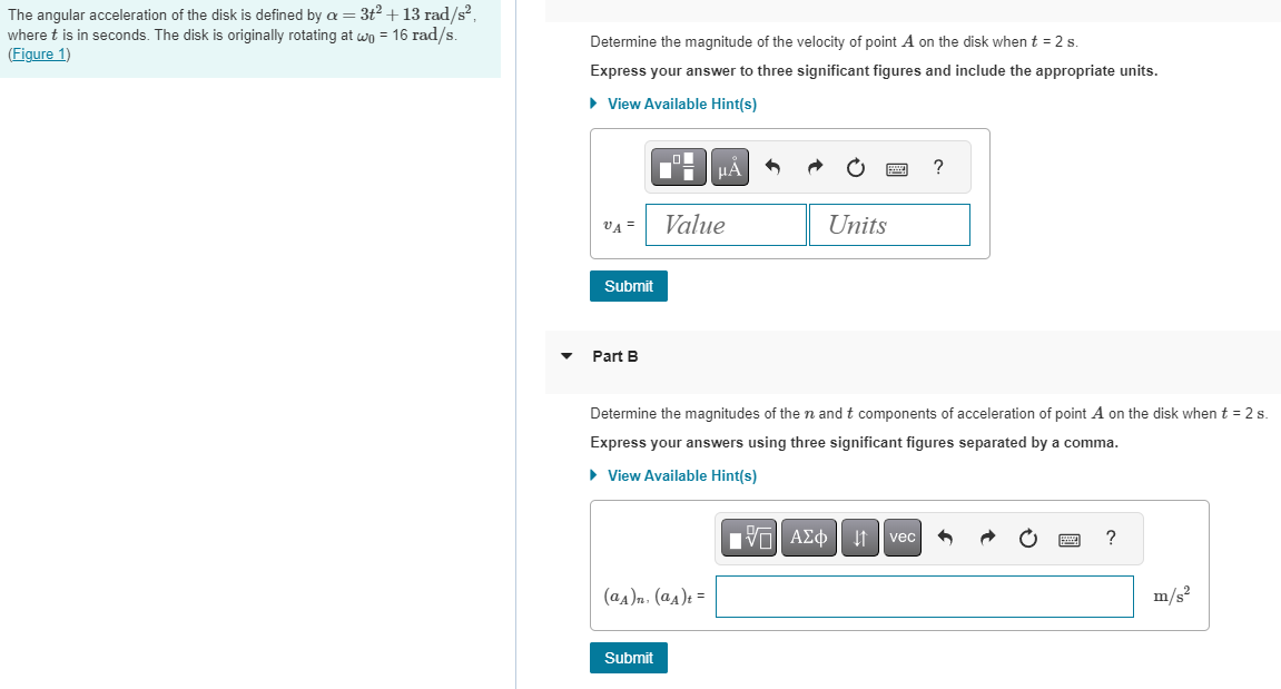 Solved The angular acceleration of the disk is defined by | Chegg.com