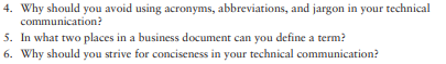 Solved 4. Why should you avoid using acronyms, | Chegg.com