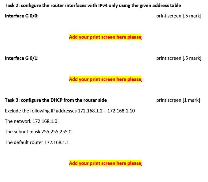 Solved Q1: Use the packet tracer program to configure and | Chegg.com