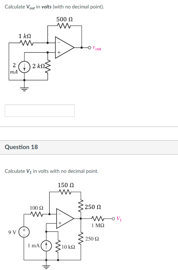 Solved Calculate Vout ﻿in volts (with no decimal | Chegg.com