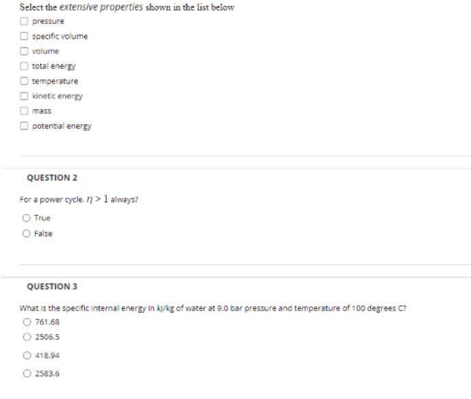Solved Select the extensive properties shown in the list | Chegg.com