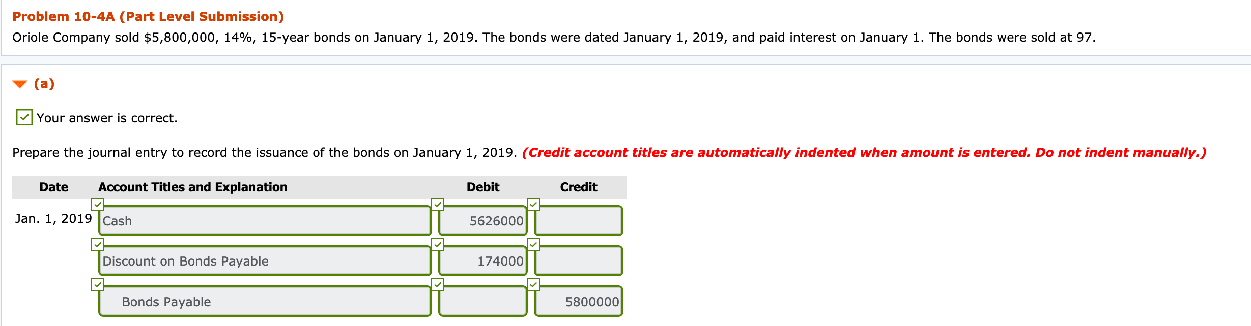 Solved Problem 10-4A (Part Level Submission) Oriole Company | Chegg.com
