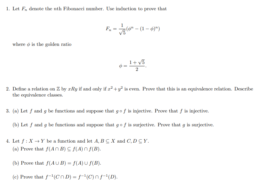 Solved 1. Let Fn denote the nth Fibonacci number. Use | Chegg.com