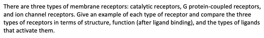 Solved There are three types of membrane receptors: | Chegg.com