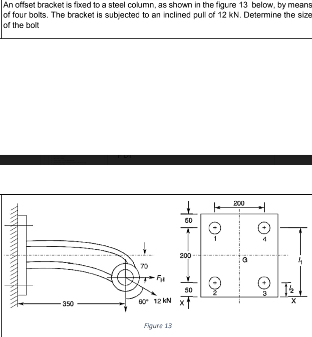 [Solved]: An offset bracket is fixed to a steel column, as s