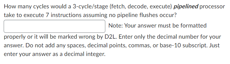 Solved How many cycles would a 3-cycle/stage (fetch, decode, | Chegg.com