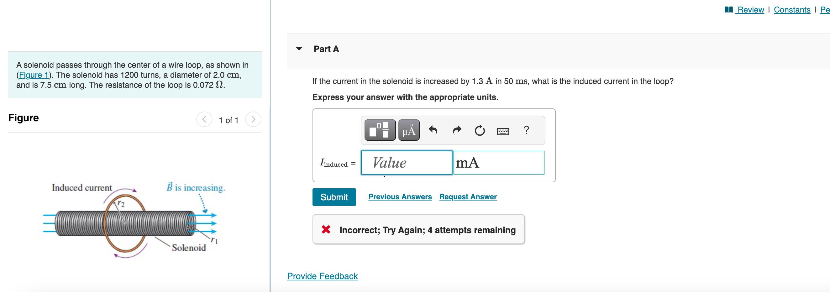 Solved A solenoid passes through the center of a wire loop, | Chegg.com
