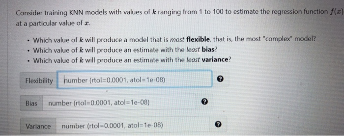 Consider training KNN models with values of k ranging | Chegg.com