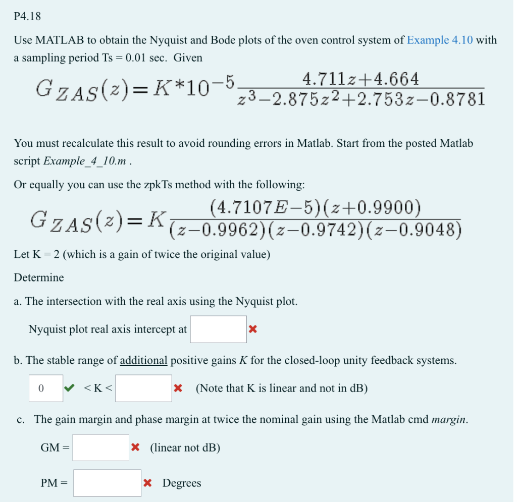 Solved P4.18 Use MATLAB to obtain the Nyquist and Bode plots | Chegg.com