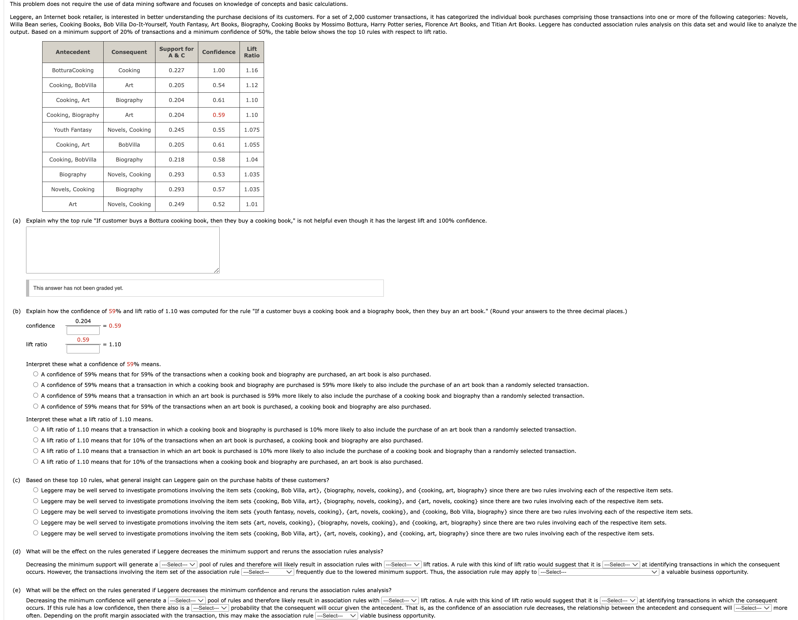 This problem does not require the use of data mining | Chegg.com