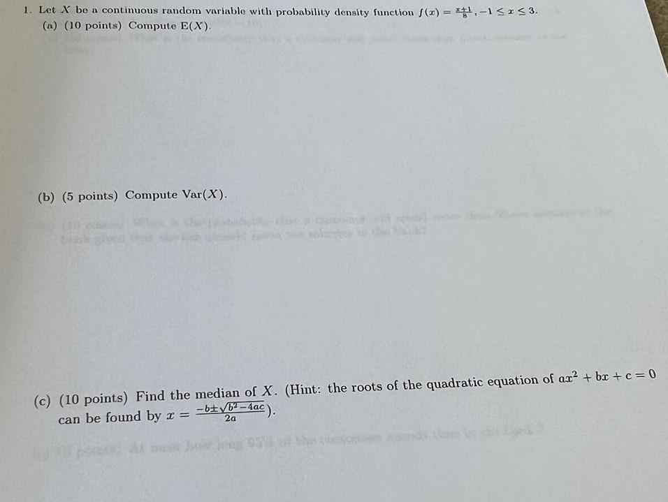 Solved 1. Let λ be a continuous random variablo with | Chegg.com