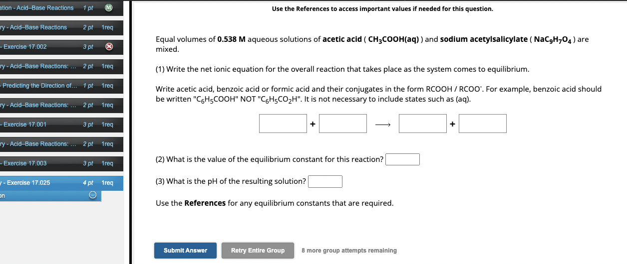 Solved Equal volumes of 0.538M ﻿aqueous solutions of acetic | Chegg.com