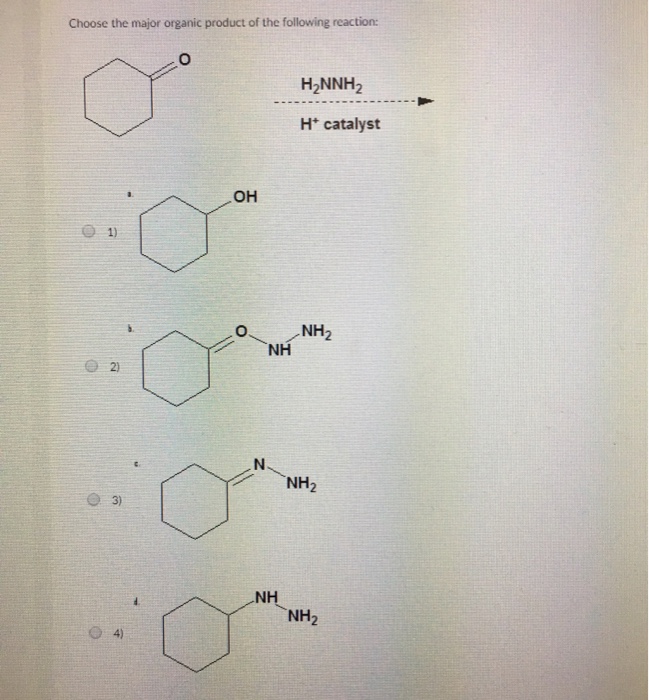 Solved Choose the major organic product of the following | Chegg.com