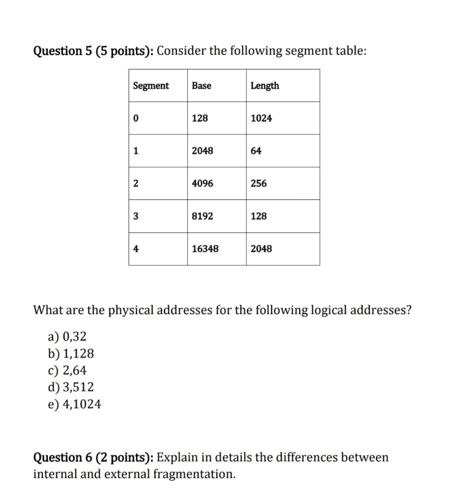 Solved Question 5 (5 points): Consider the following segment | Chegg.com