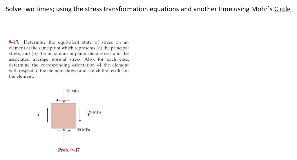 Solve two times; using the stress transformation | Chegg.com