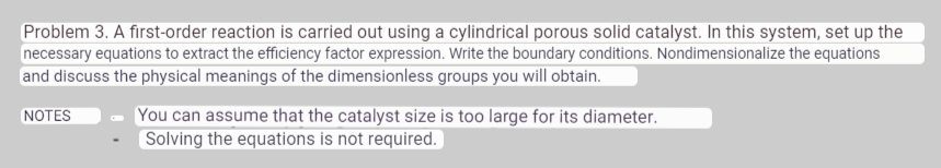 Solved Problem 3. A first-order reaction is carried out | Chegg.com