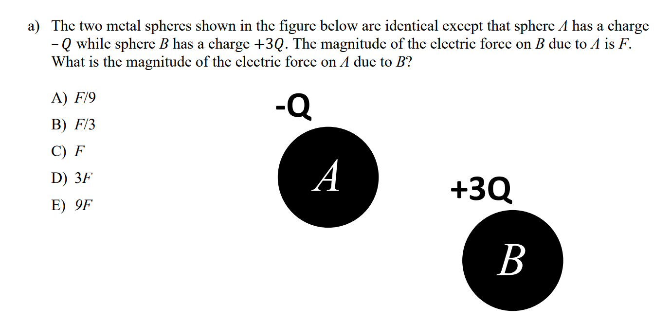 Solved a) The two metal spheres shown in the figure below | Chegg.com