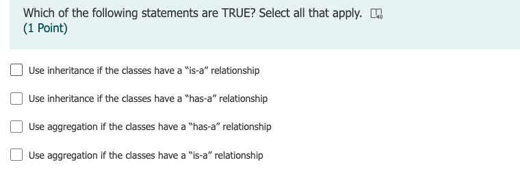 Solved Which of the following statements are TRUE? Select | Chegg.com