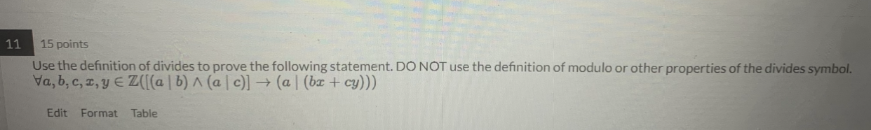 Solved 15 points Use the definition of divides to prove the | Chegg.com