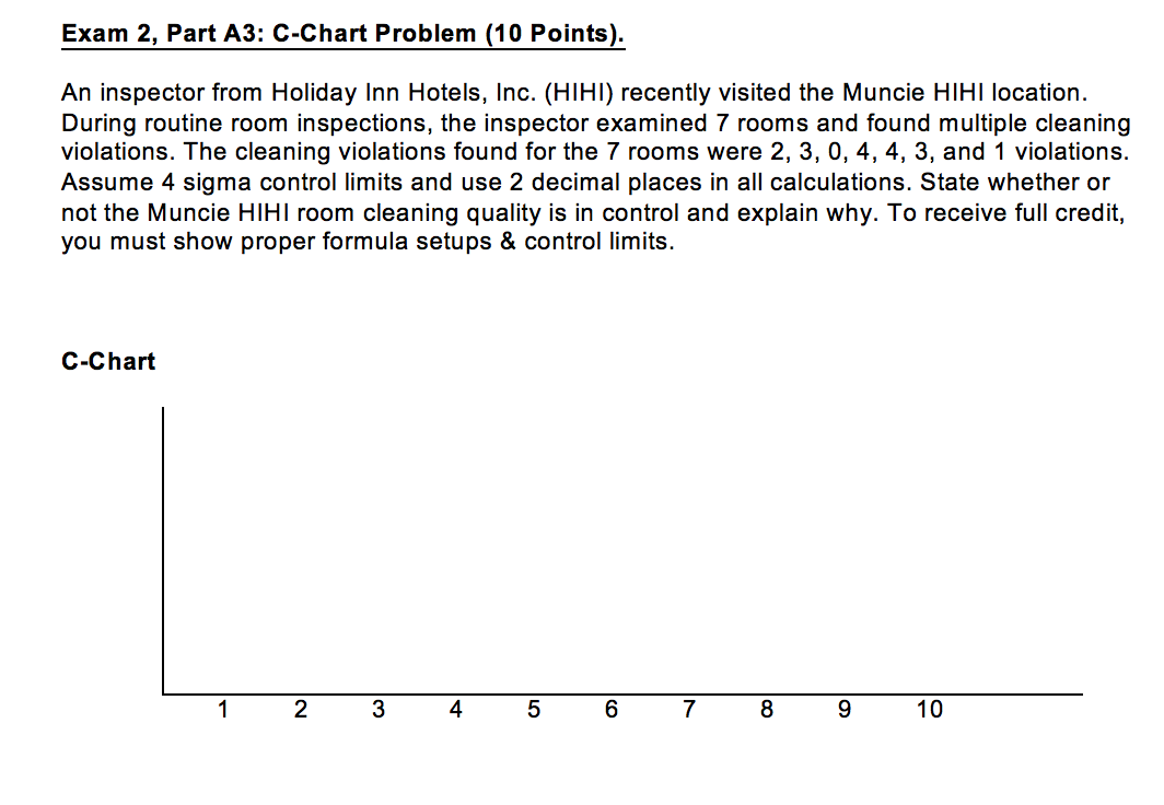 Solved Exam 2, Part A3: C-Chart Problem (10 Points). An | Chegg.com