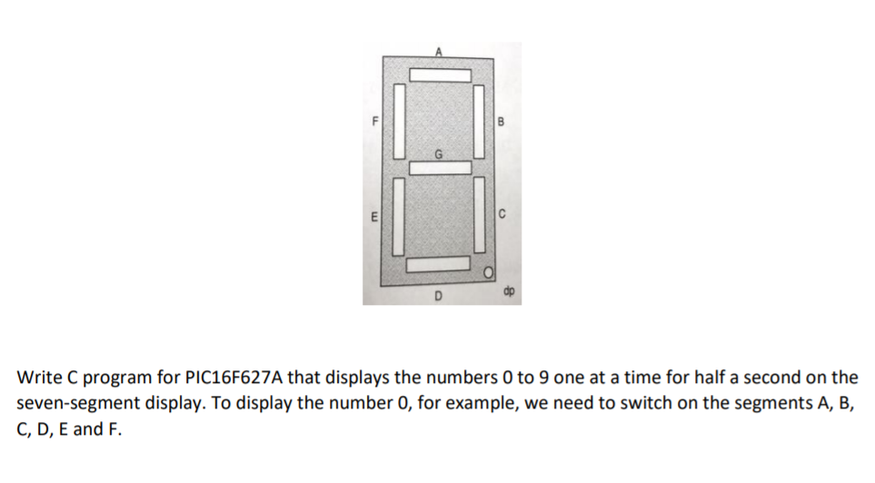 Solved D ар Write C program for PIC16F627A that displays the | Chegg.com