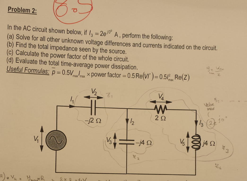 Solved Problem 2: In the AC circuit shown below, if I3 = | Chegg.com