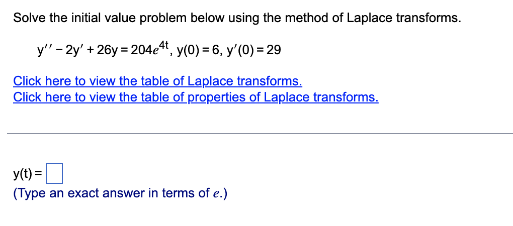 Solved Solve the initial value problem below using the | Chegg.com