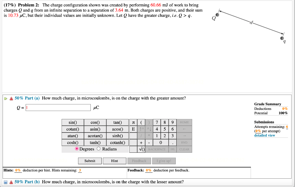 Solved (17\%) Problem 2: The charge configuration shown was | Chegg.com