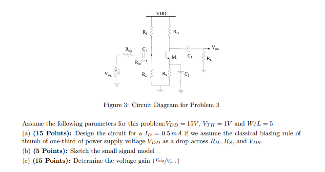 Solved VDD R Ro R. C M C R R V. R RS Figure 3: Circuit | Chegg.com