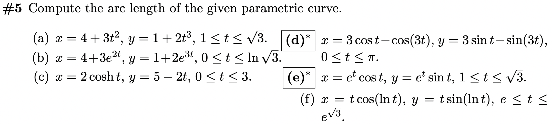 Solved \#5 Compute the arc length of the given parametric | Chegg.com