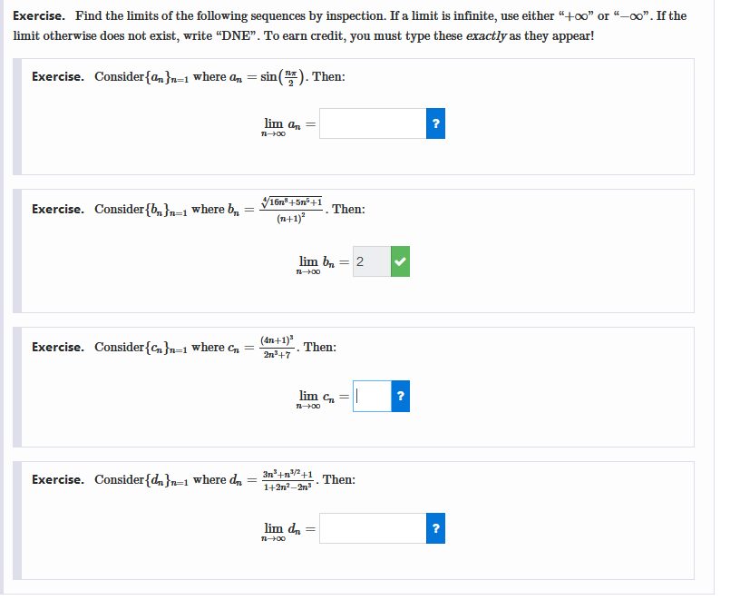 Solved Exercise. Find the limits of the following sequences | Chegg.com