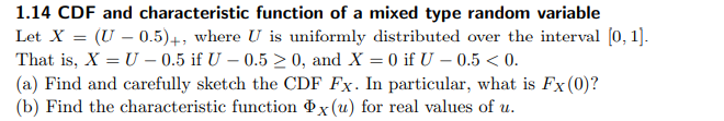 Solved 1.14 CDF and characteristic function of a mixed type | Chegg.com