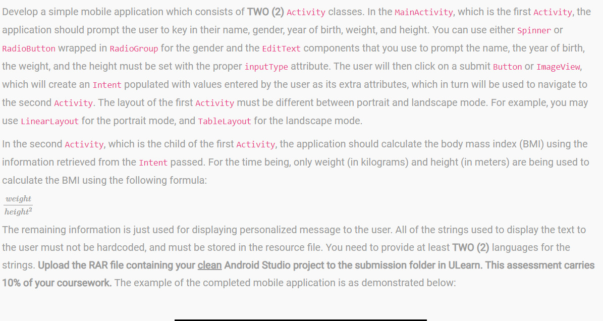 Develop a simple mobile application which consists of | Chegg.com