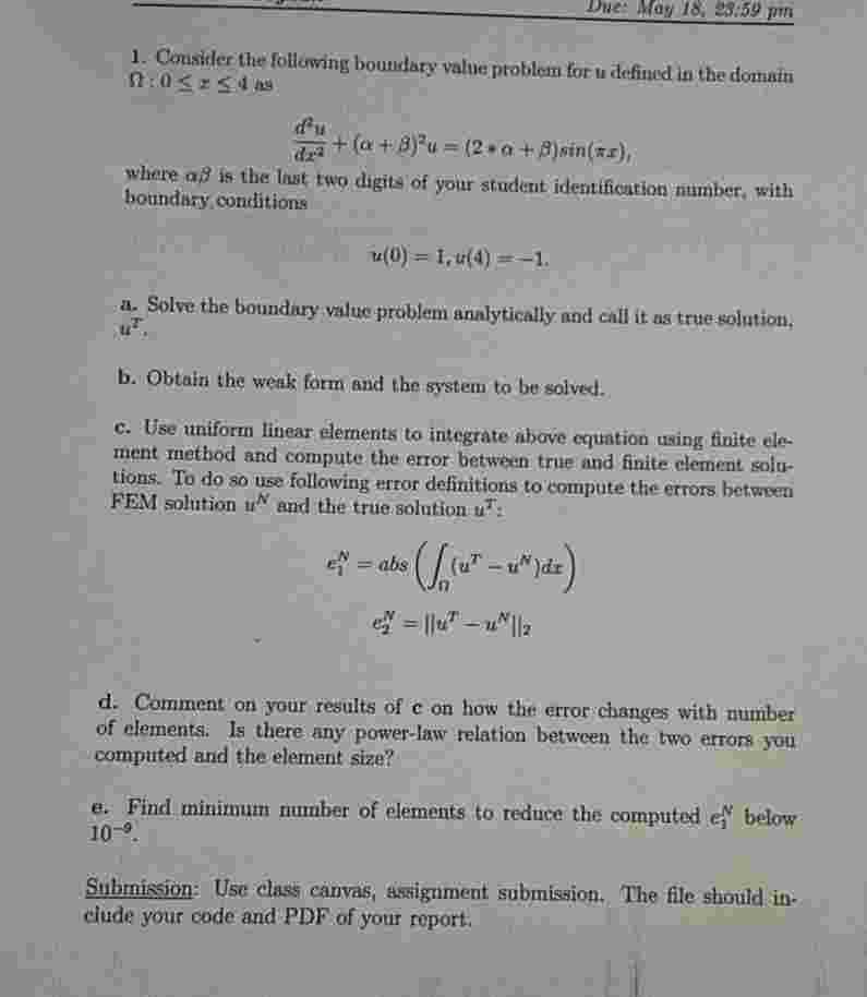 Solved Consifler the following boundary value problem for u | Chegg.com