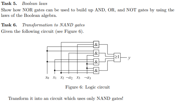 Solved Task 5. ﻿Boolean lawsShow how NOR gates can be used | Chegg.com