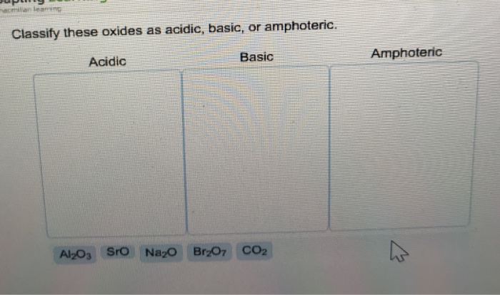 Solved Classify these oxides as acidic, basic, or | Chegg.com