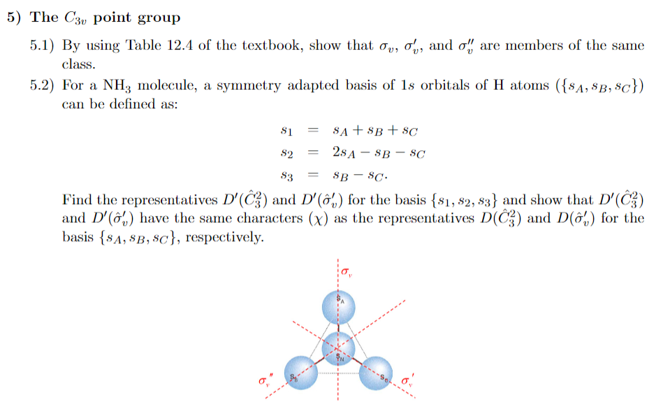 Solved The C3v point group 5.1) By using Table 12.4 of the | Chegg.com