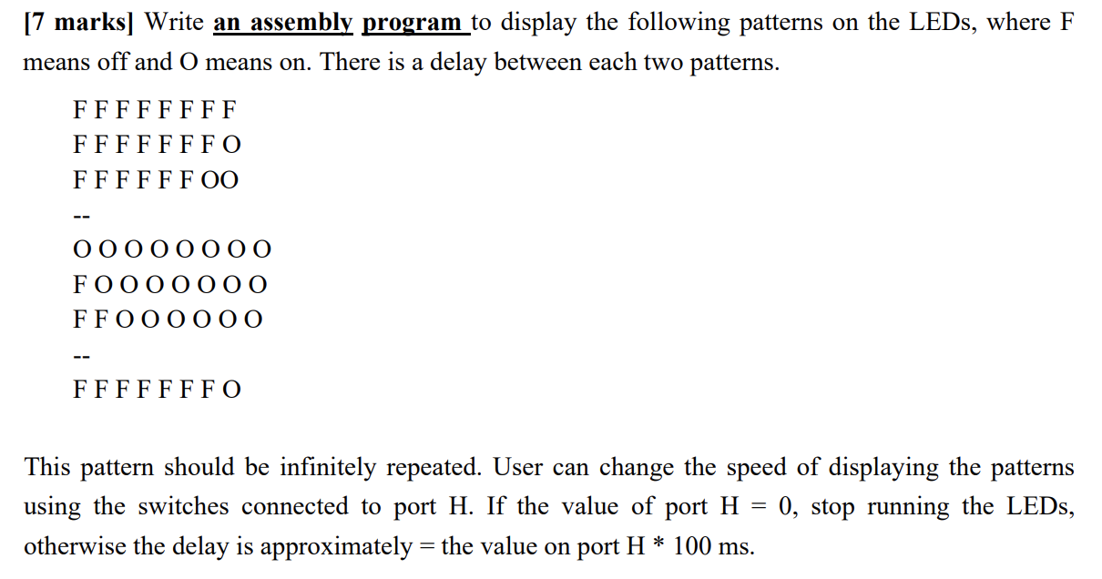Solved [7 marks) Write an assembly program to display the | Chegg.com