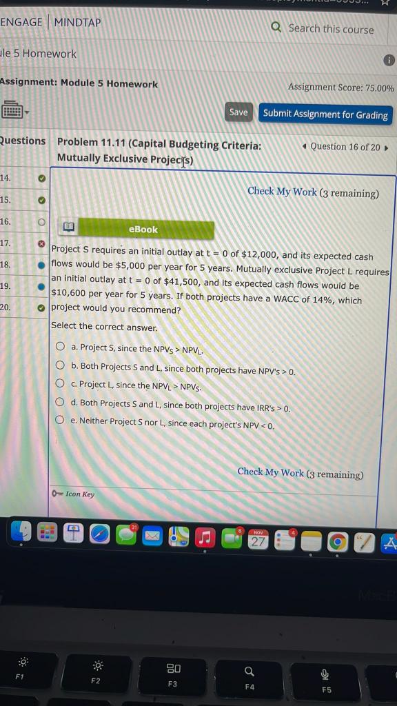 Solved ENGAGE MINDTAP a Search this course ule 5 Homework | Chegg.com