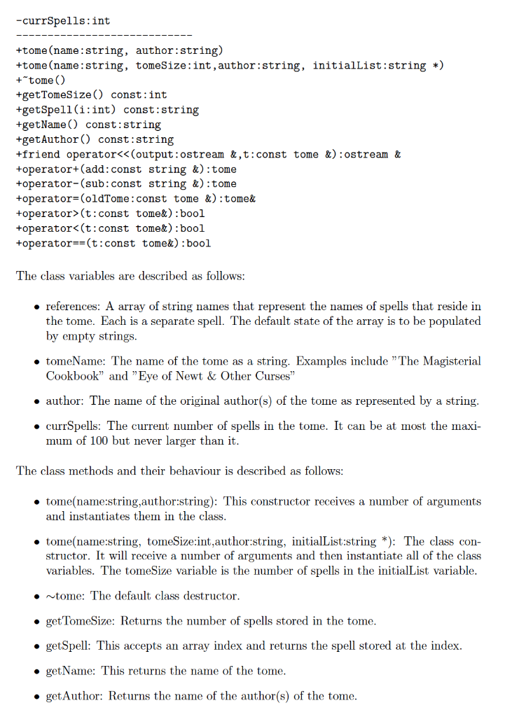 Solved 2.2.1 Tome Class Described below is a simple UML | Chegg.com