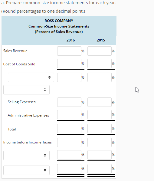 Solved Common-Size Income Statements Consider the following | Chegg.com