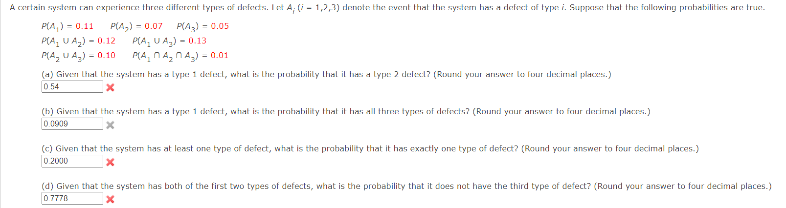 Solved A certain system can experience three different types | Chegg.com